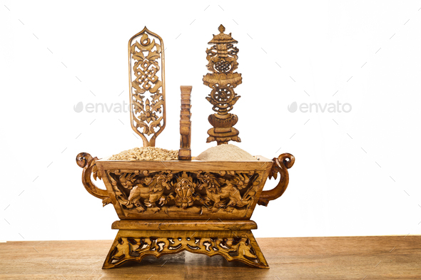 Losar Tibetan New Year. A Chemar box for Tibetan New Year with roasted ...