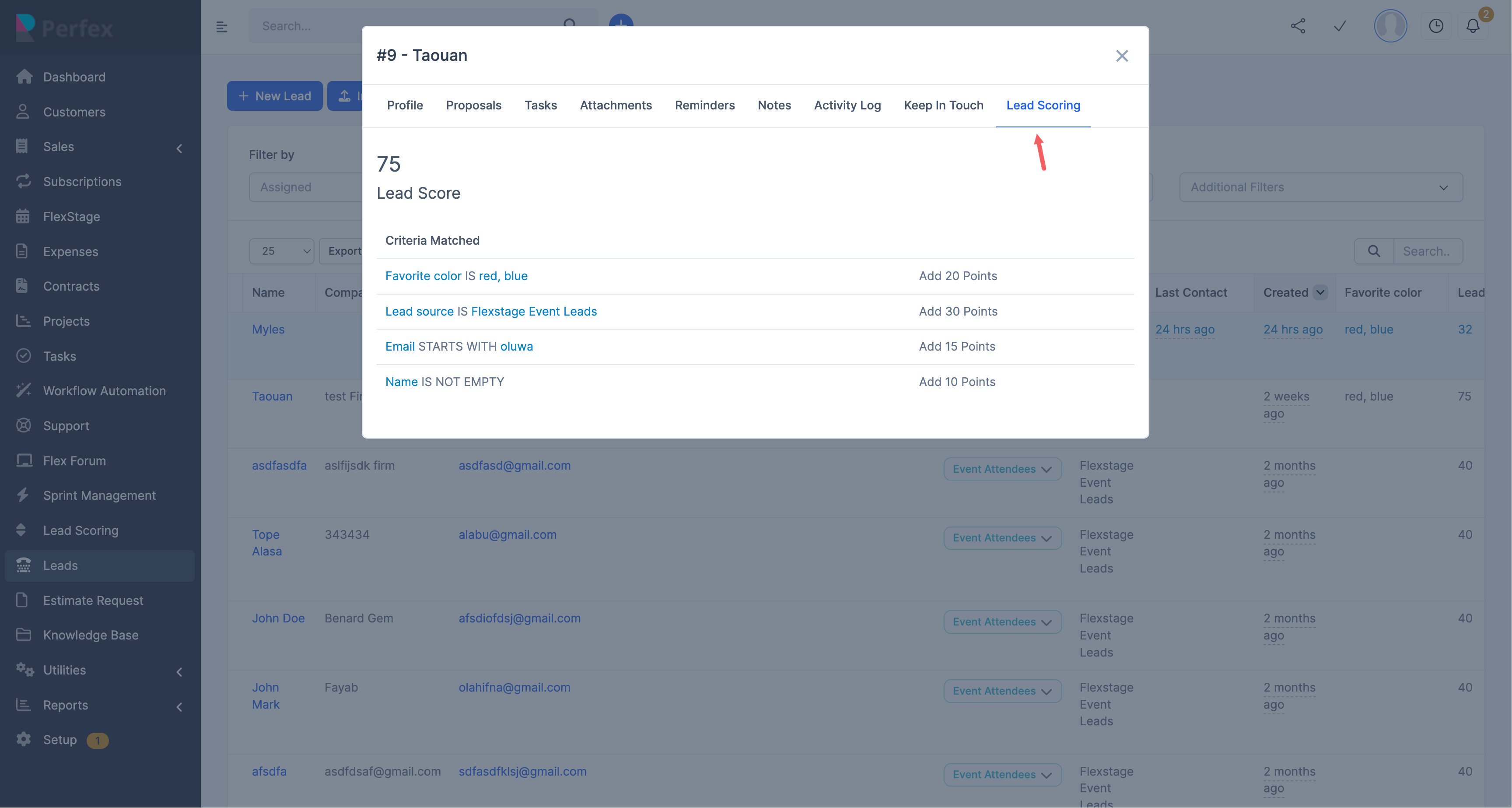 Flexible Lead Scoring and Lead Rating Module for Perfex by flexibyte88