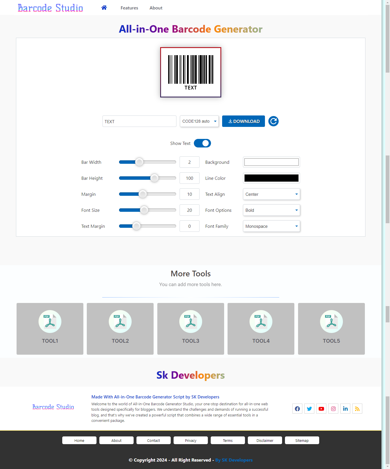 All In One Barcode Generator Built-in script + template for blogger by ...