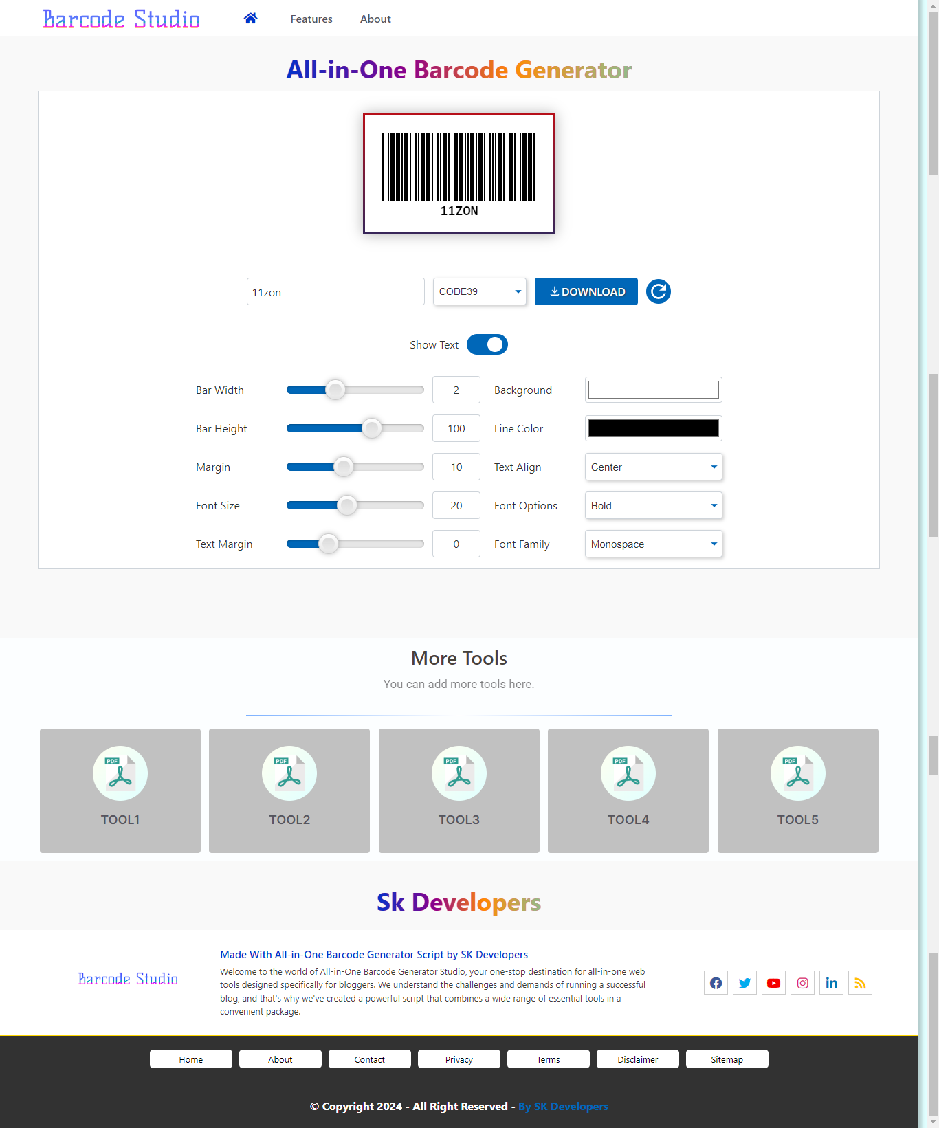 All In One Barcode Generator Built-in script + template for blogger by ...