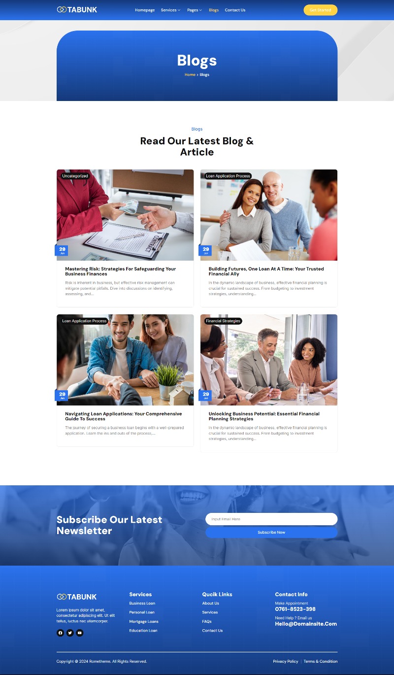 Tabunk – Banking & Business Loan Elementor Template Kit by Rometheme