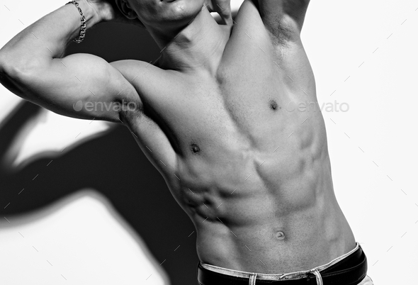 man fit athlete background black and white person young strength ...