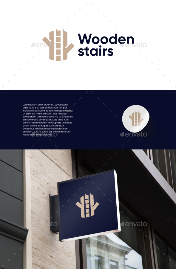 Wood House Stairs Logo, Logo Templates | GraphicRiver