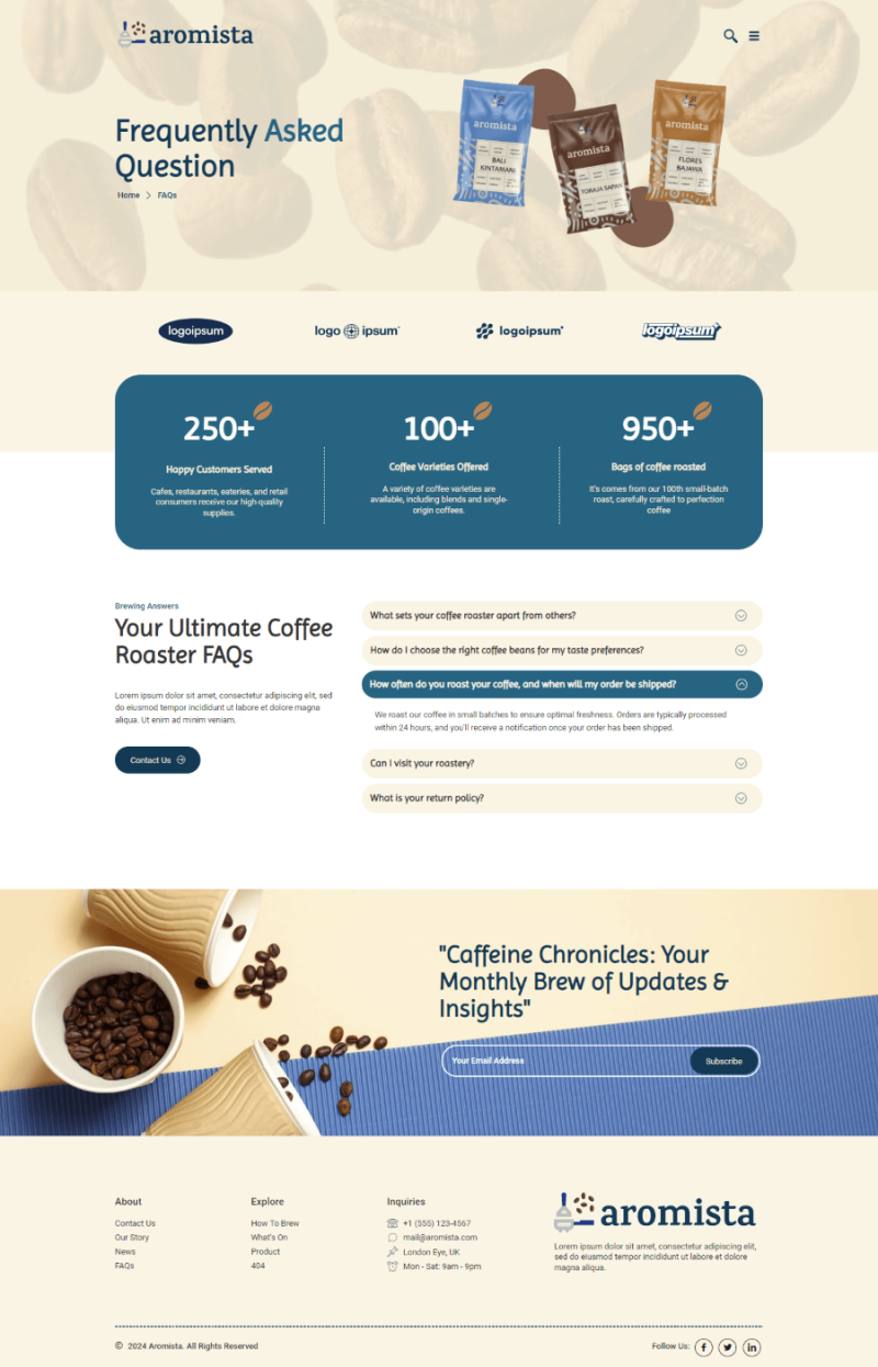 Aromista - Coffee Roasters Elementor Template Kit by Kitpro | ThemeForest