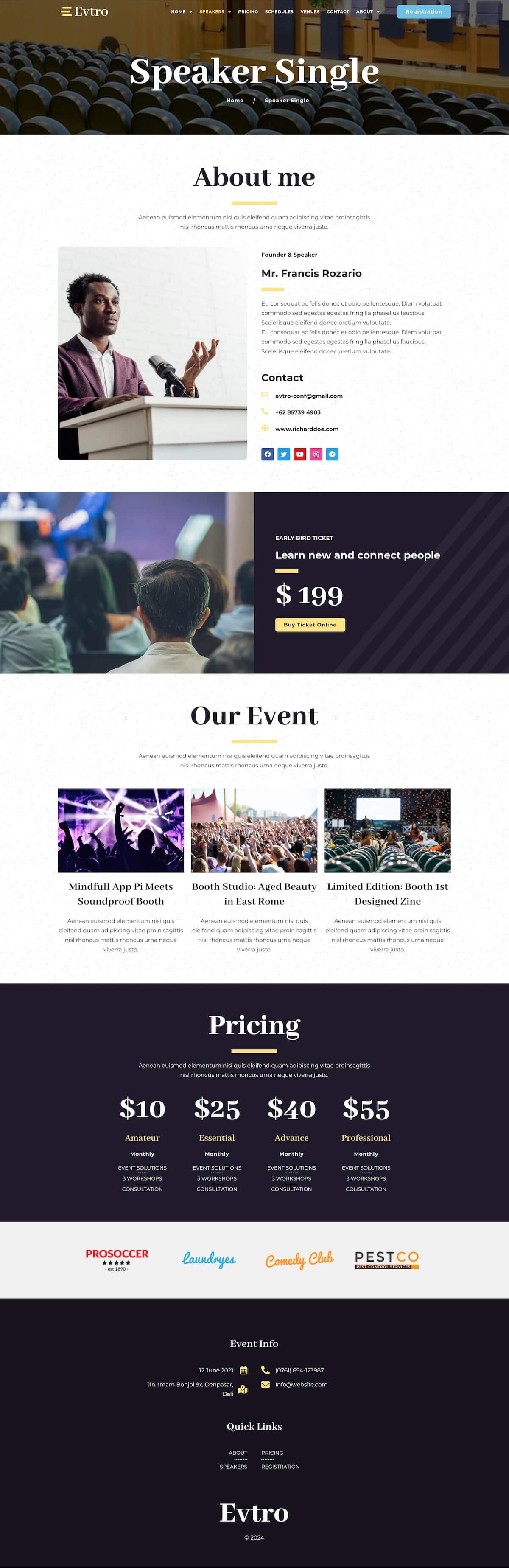 Evtro - Conference Event Elementor Template Kit by TemeGUM | ThemeForest