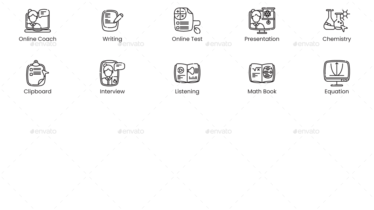 Online Learning Outline Icons, Icons | GraphicRiver
