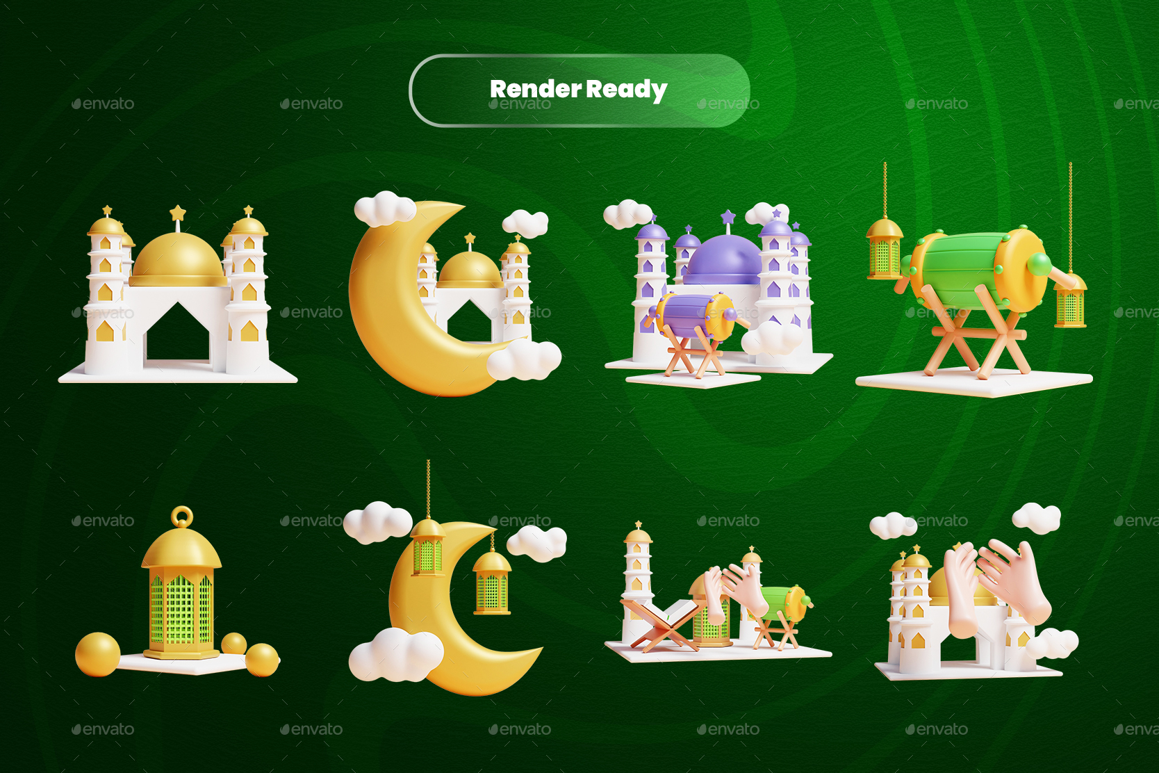 Ramadan 3d Illustration Icon Pack-2, Graphics | GraphicRiver