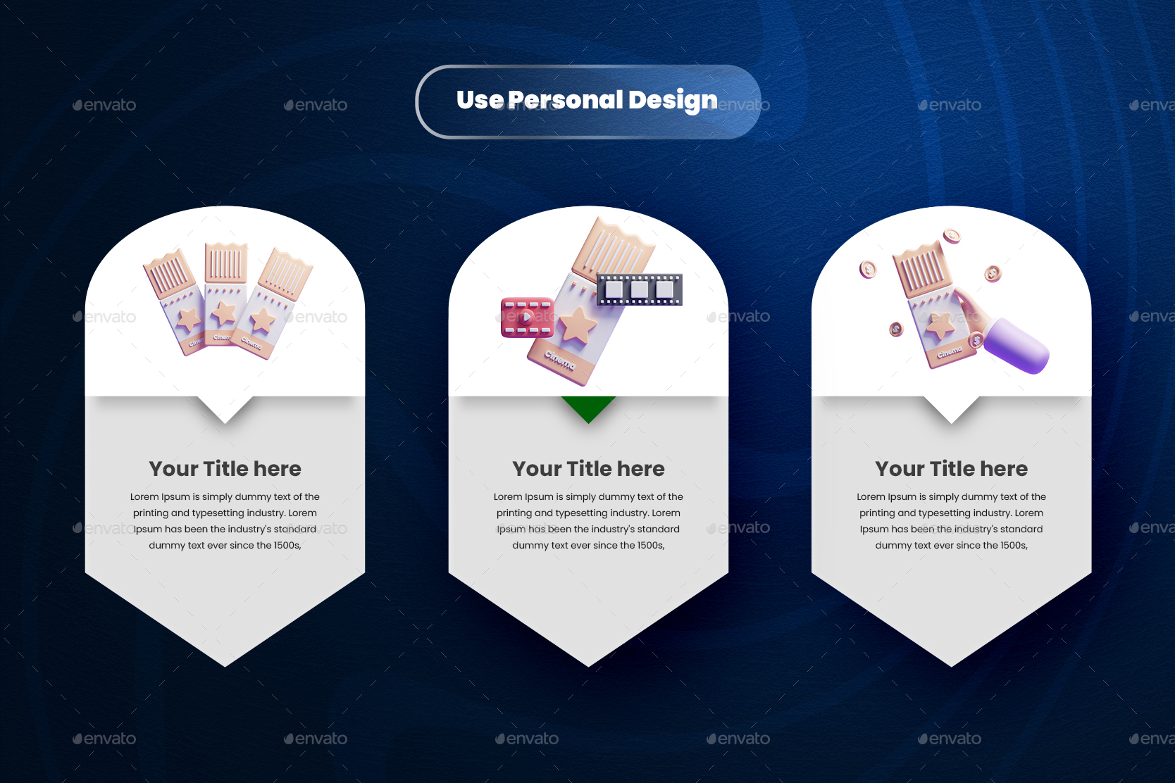 Cinema Ticket 3d Illustration Icon Pack, Graphics | GraphicRiver