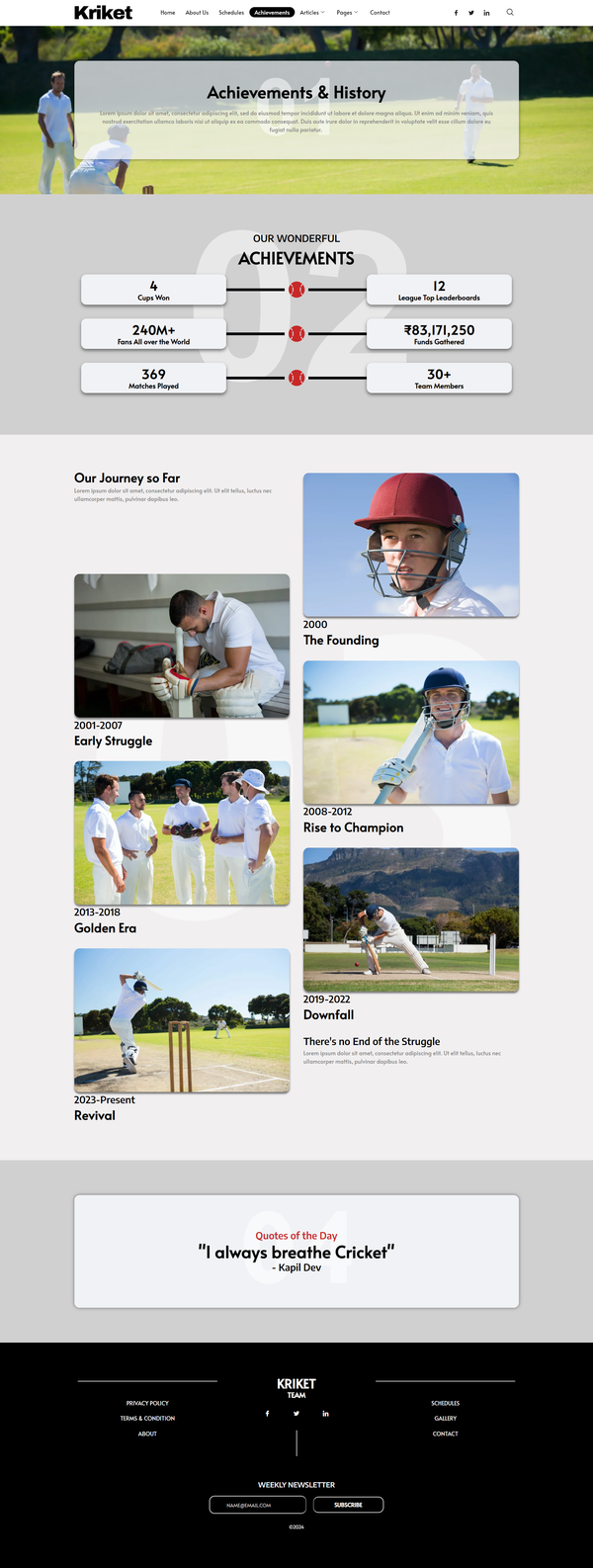 Kriket - Cricket Sport Elementor Template Kit by creedcreatives ...