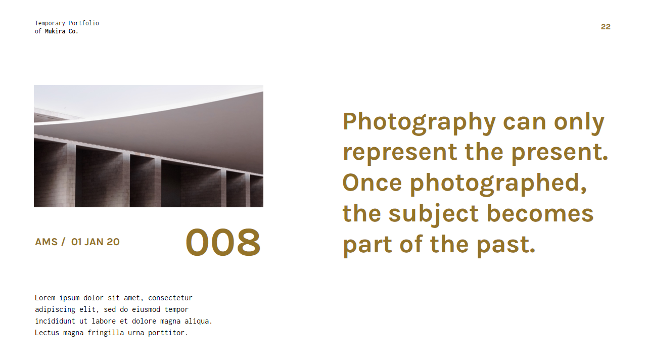 Mukira – Creative Modern Photography Portfolio, Presentation Templates