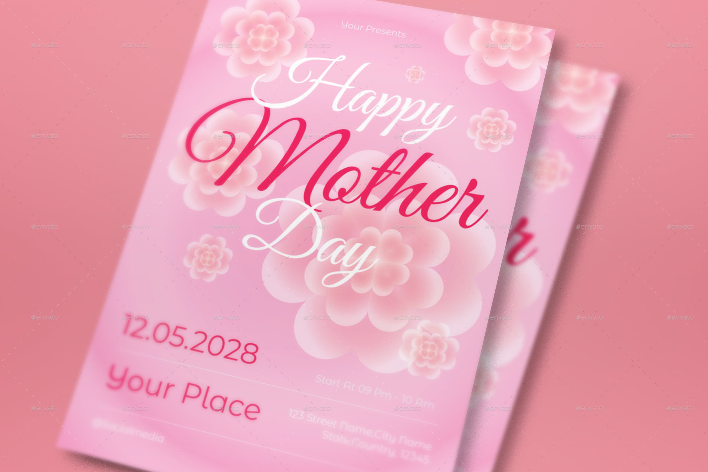 Pink Gradient Mother's Day Flyer Set, Print Templates | GraphicRiver