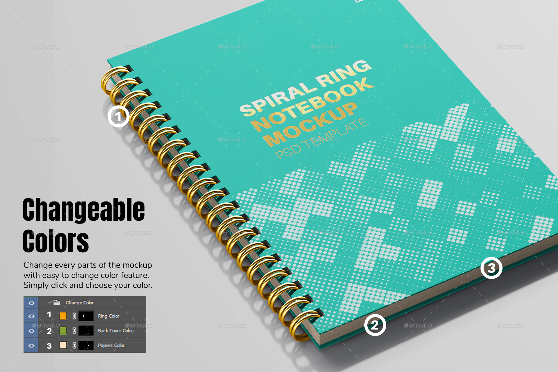 Notebook Spiral Ring PSD Mockup Set, Graphics | GraphicRiver