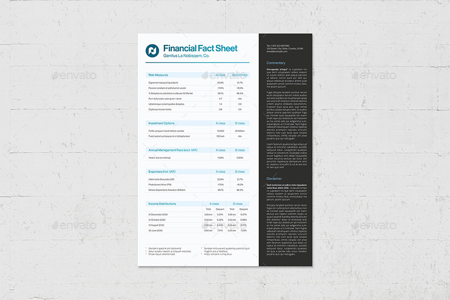 Finance Fact Sheet Template, Print Templates | GraphicRiver
