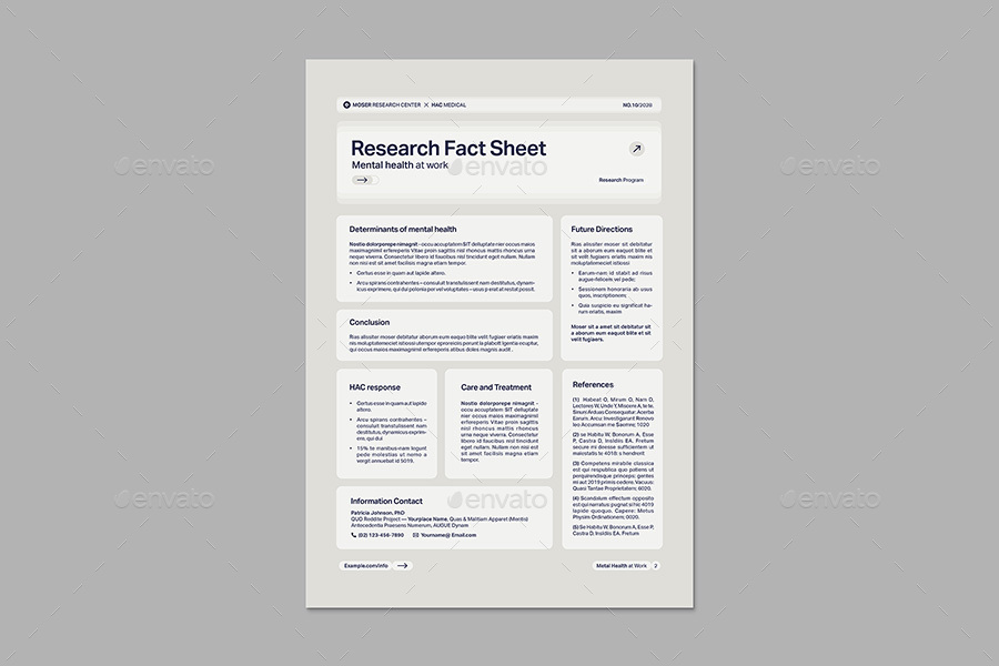 Research Fact Sheet Template, Print Templates | GraphicRiver