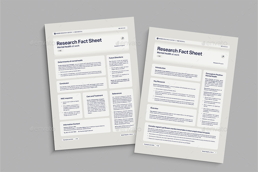 Research Fact Sheet Template, Print Templates | GraphicRiver