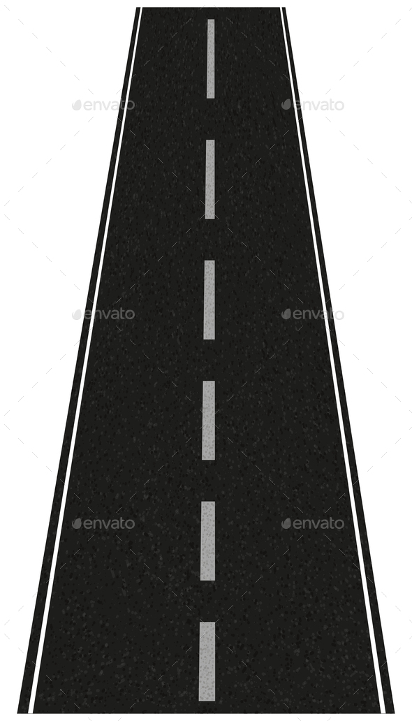 Asphalt Road Lane, Vertical Empty Black Cement Road highway with dotted ...