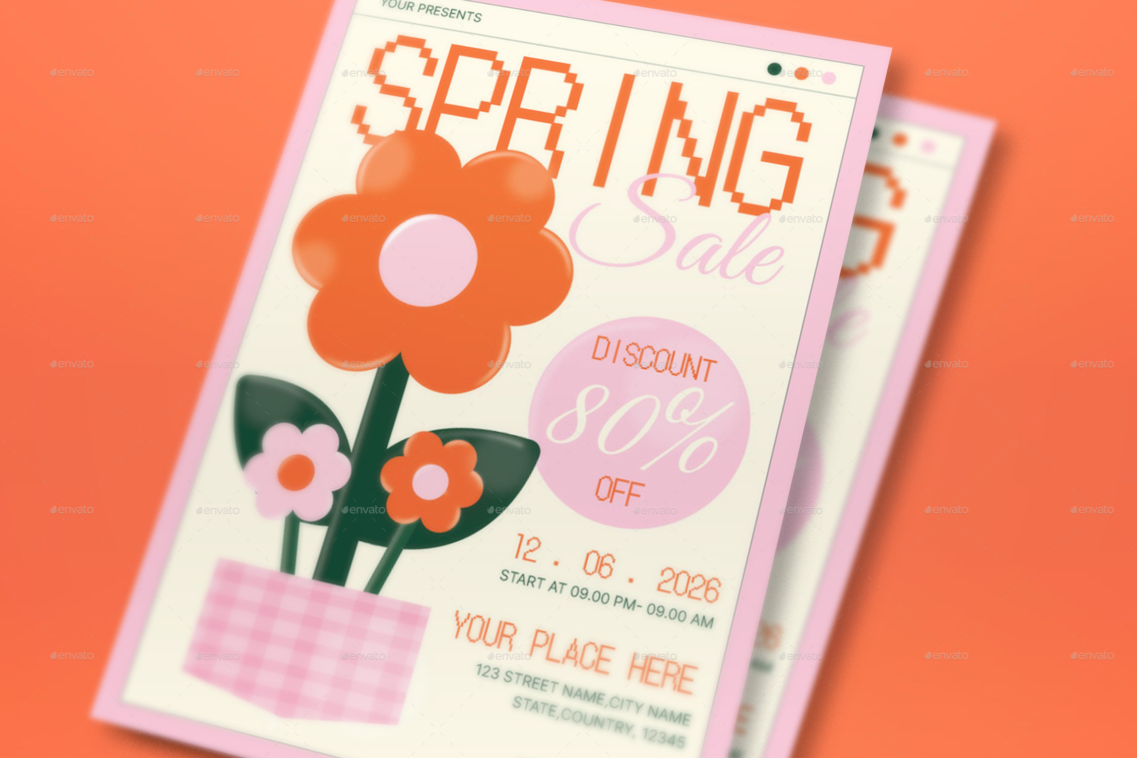 Pink Gradient Spring Sale Flyer Set, Print Templates | GraphicRiver
