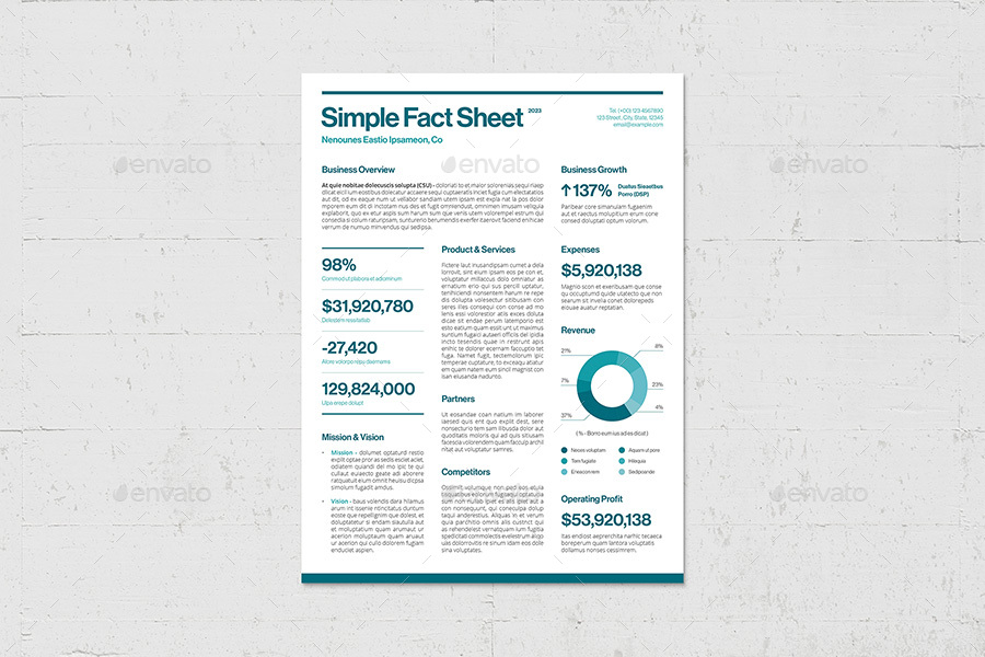 Simple Factsheet Template, Print Templates | GraphicRiver
