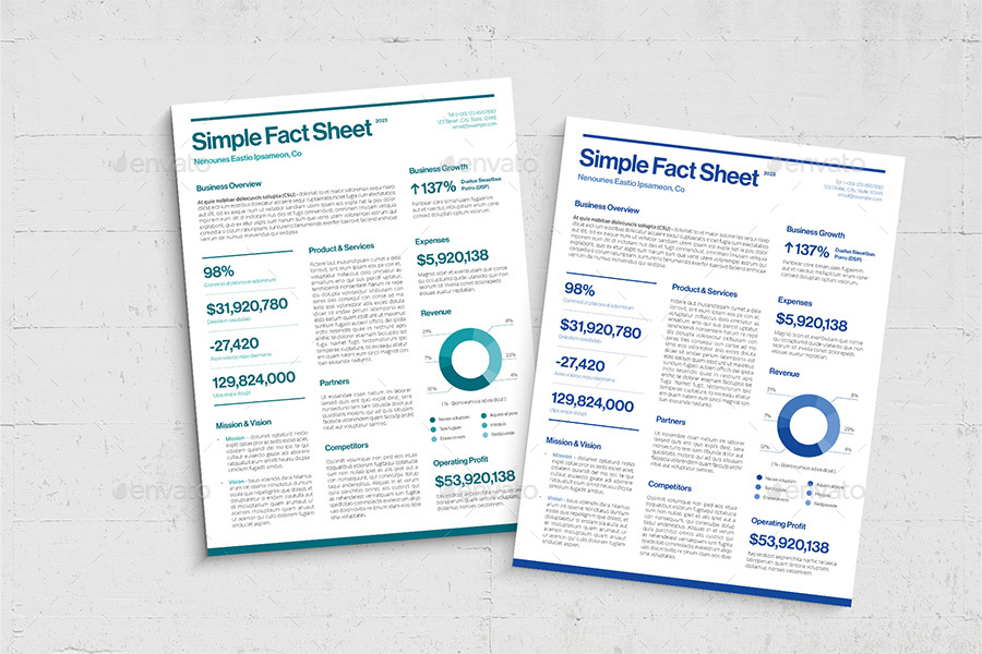 Simple Factsheet Template, Print Templates | GraphicRiver