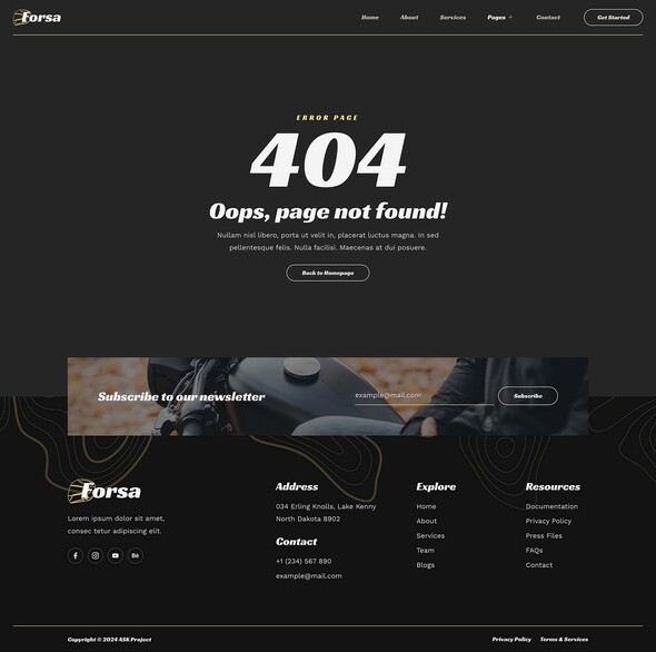 Forsa - Custom Motorcycle Garage Elementor Template Kit by askproject