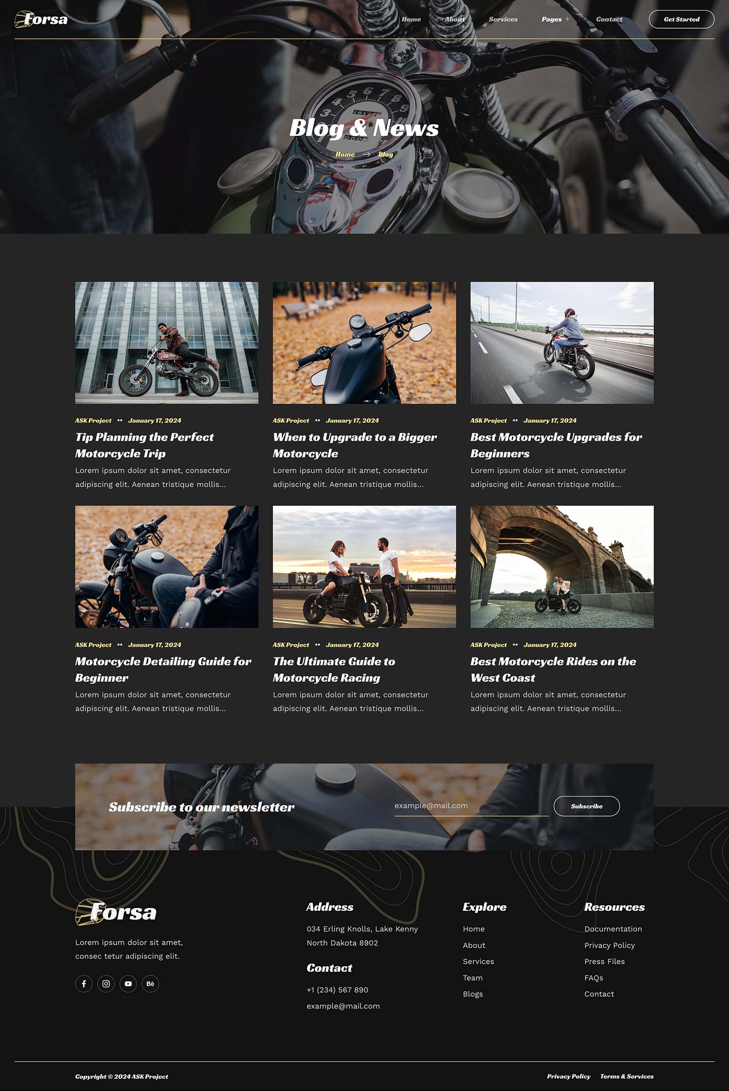 Forsa - Custom Motorcycle Garage Elementor Template Kit by askproject