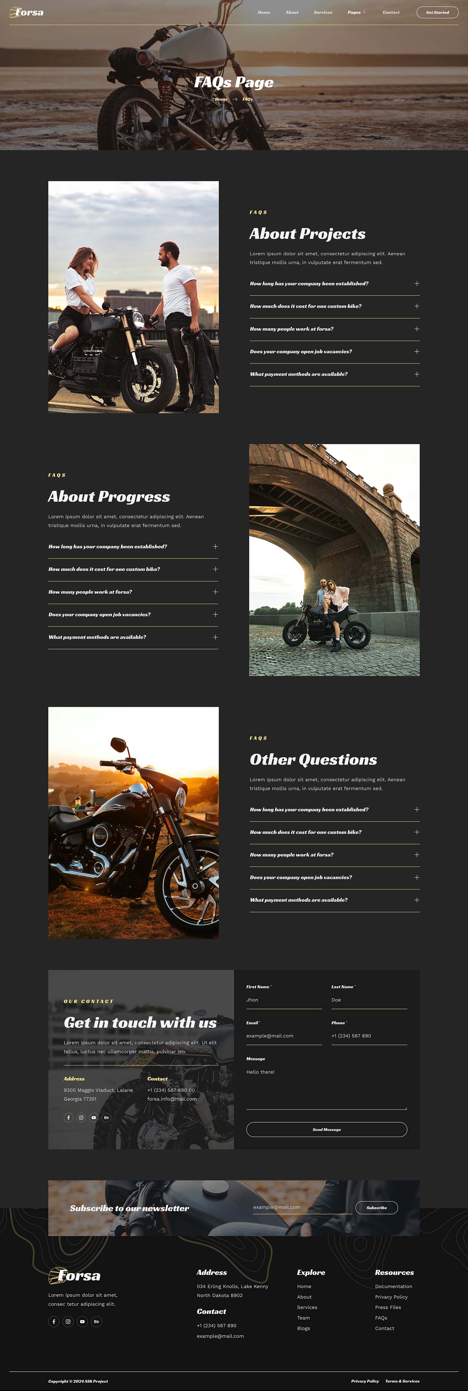 Forsa - Custom Motorcycle Garage Elementor Template Kit by askproject