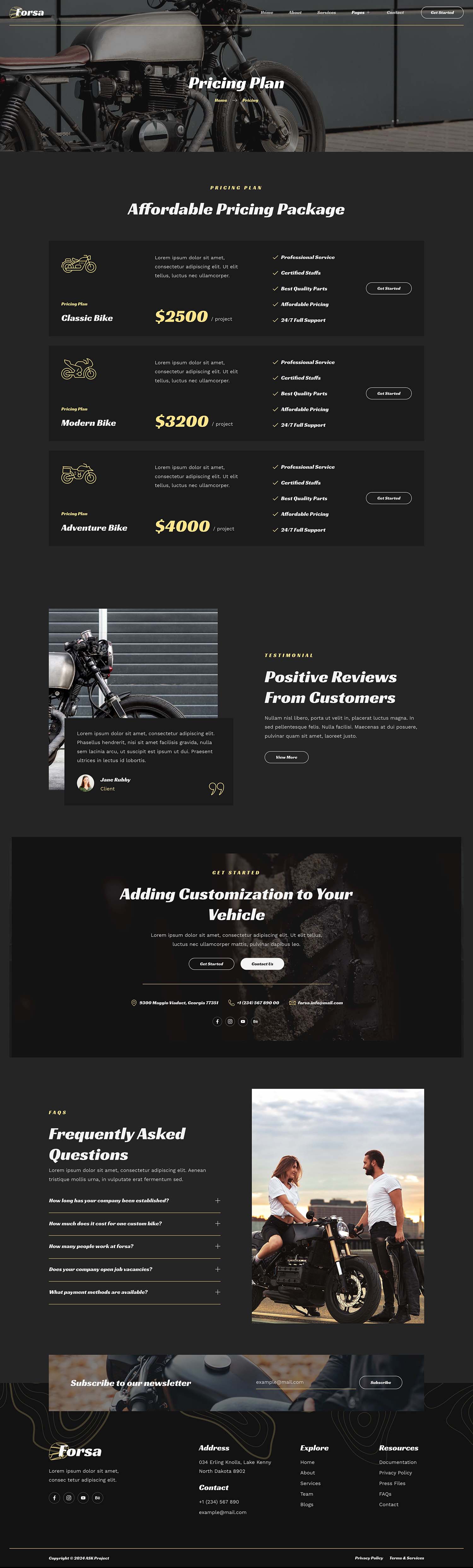 Forsa - Custom Motorcycle Garage Elementor Template Kit by askproject