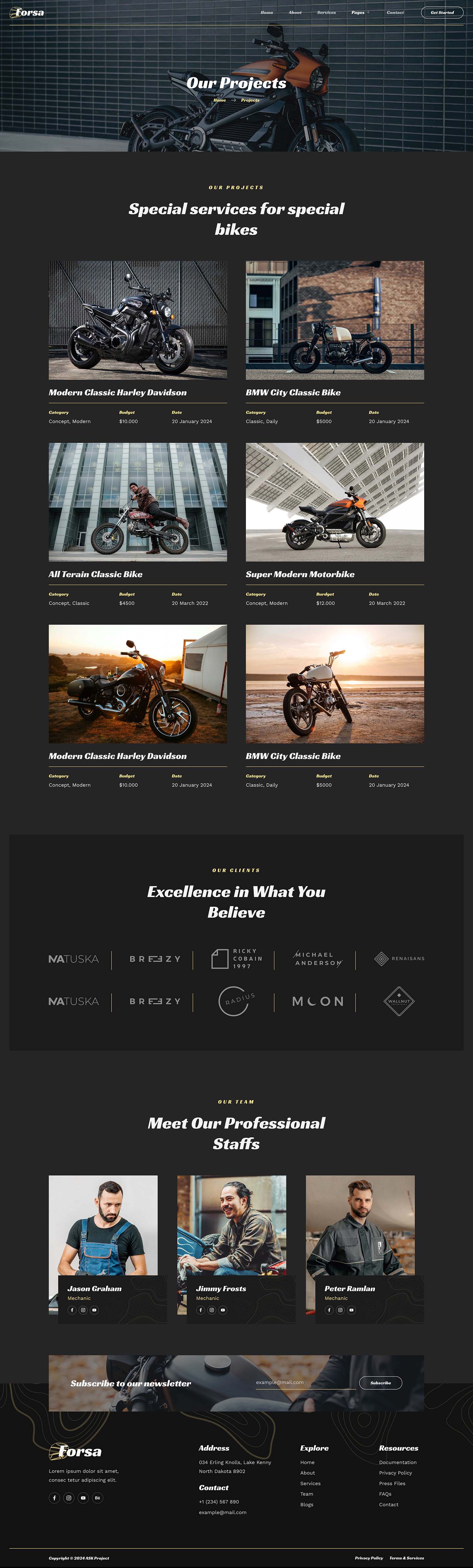 Forsa - Custom Motorcycle Garage Elementor Template Kit by askproject
