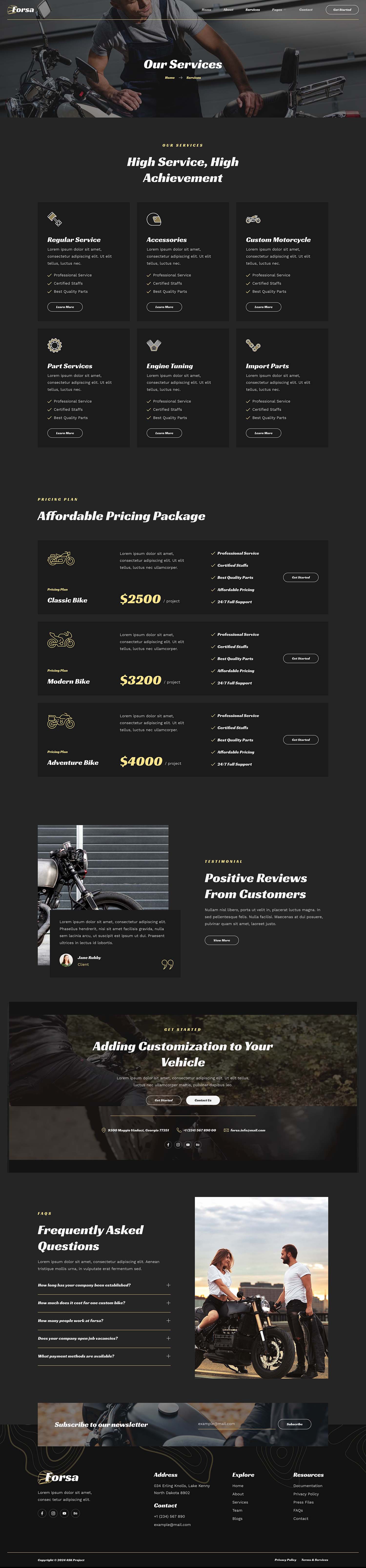 Forsa - Custom Motorcycle Garage Elementor Template Kit by askproject