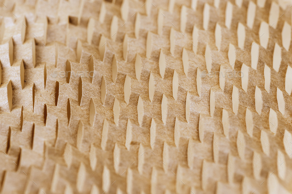 Sliced brown paper for packaging. Using recyclable materials concept ...