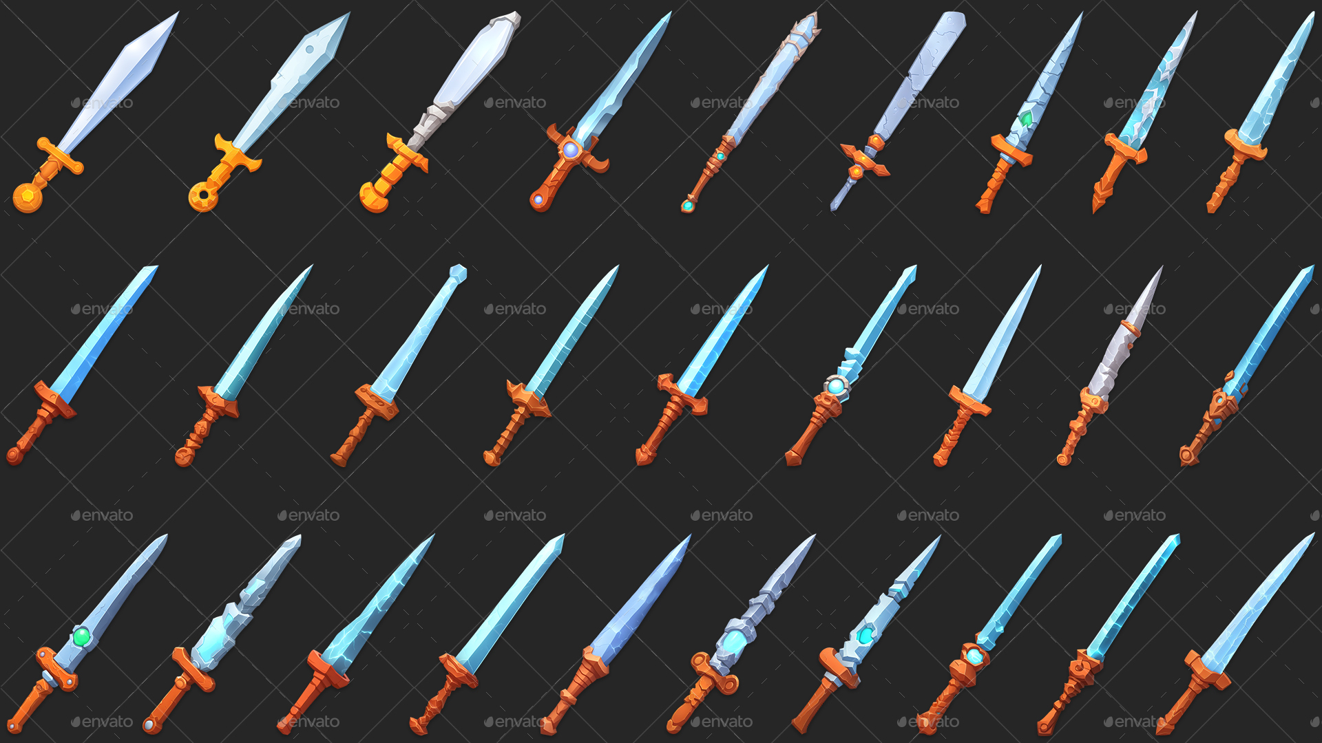 100 Fantasy Sword 2D Game Asset, Game Assets | GraphicRiver