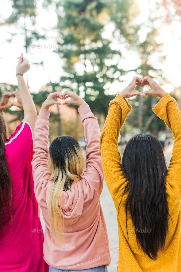 InspireInclusion multi-ethnic unrecognizable rearview group heart shape ...