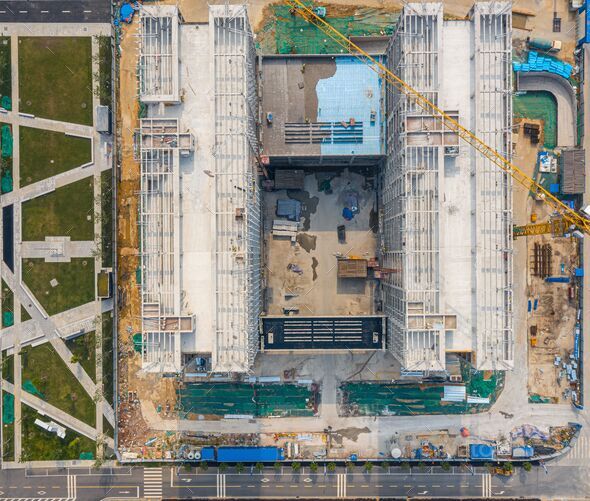 High-rise university teaching building under construction, with some ...