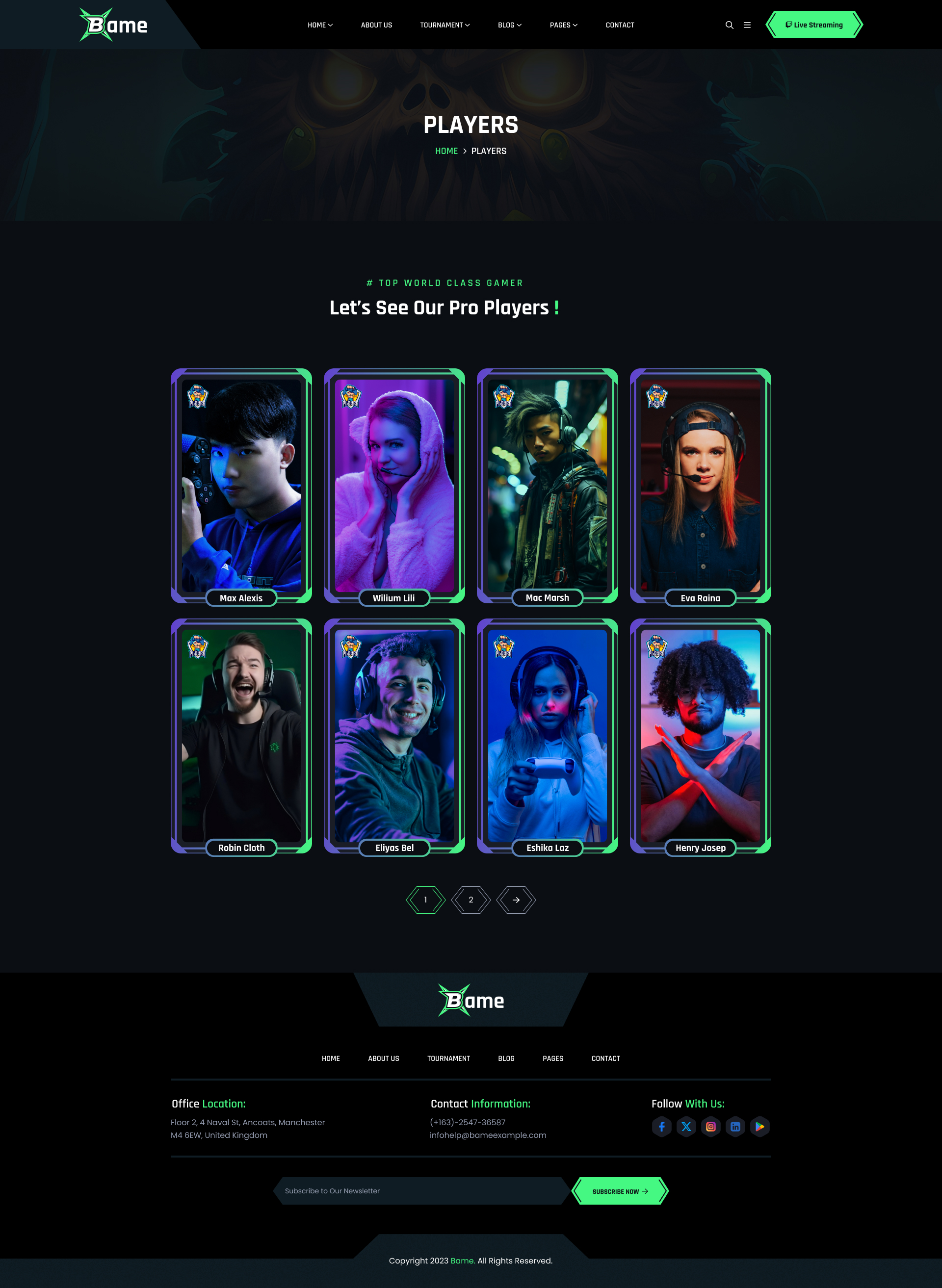Bame - eSports and Gaming Figma Template by themeholy | ThemeForest