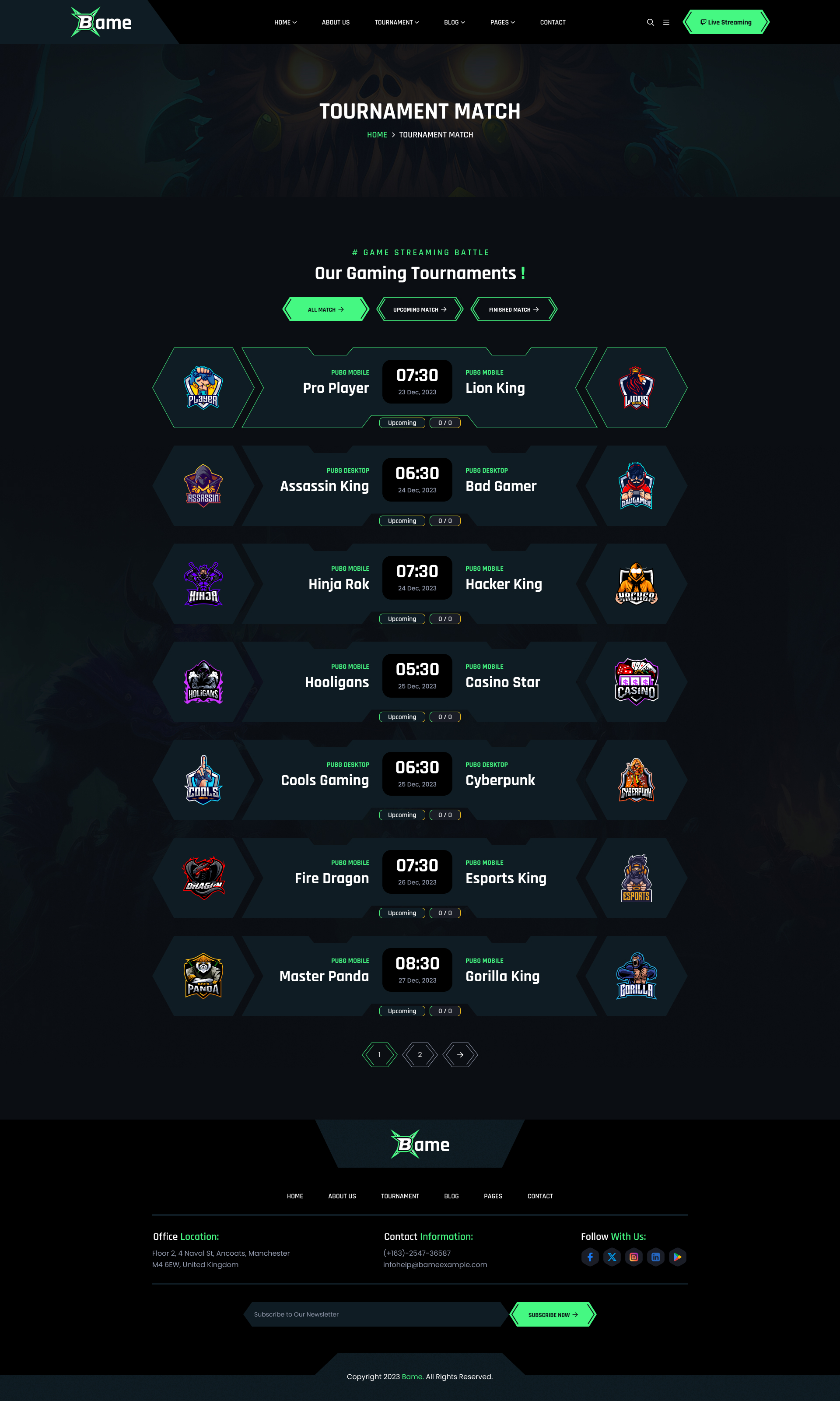 Bame - eSports and Gaming Figma Template by themeholy | ThemeForest