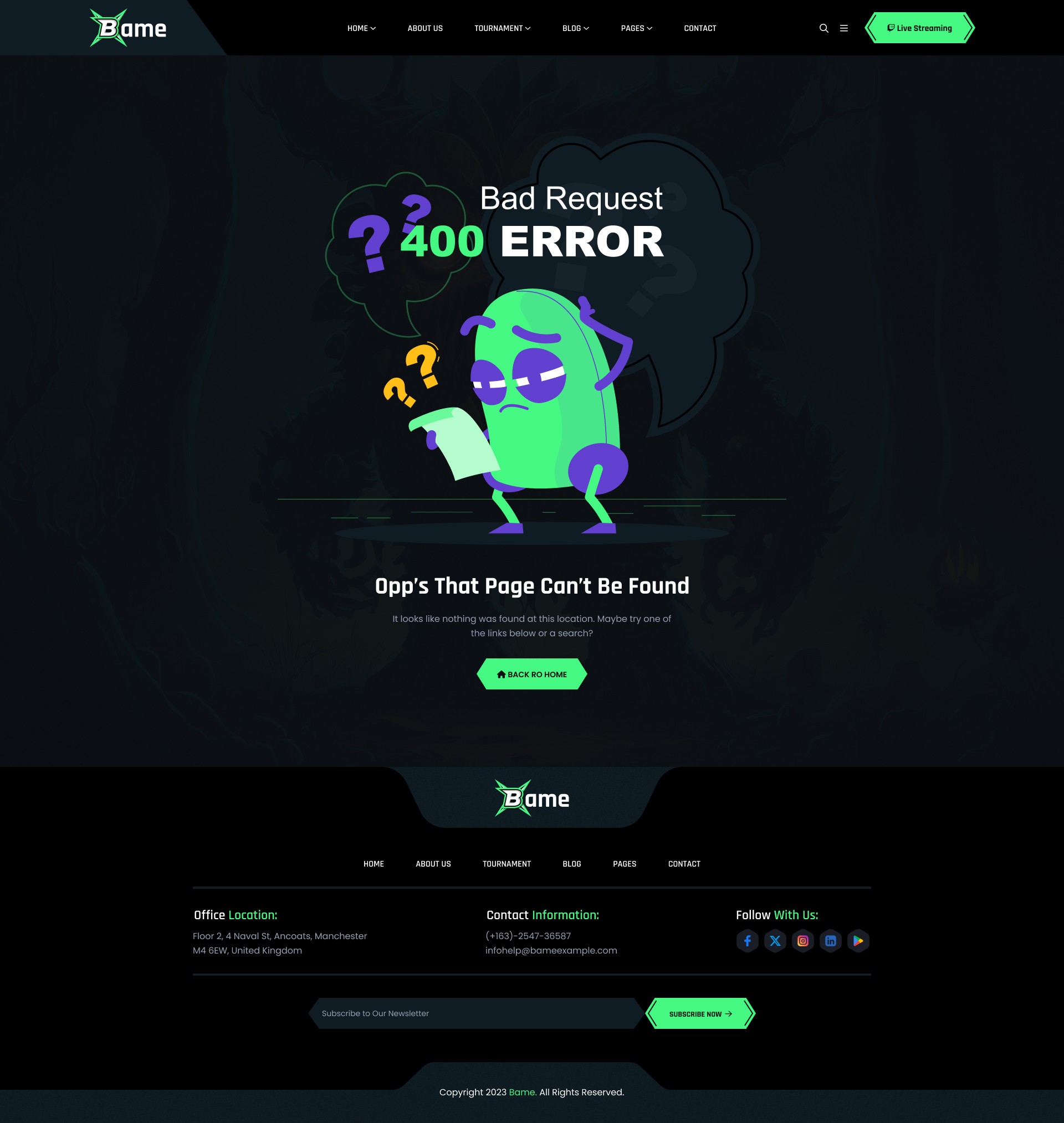 Bame - eSports and Gaming Figma Template by themeholy | ThemeForest