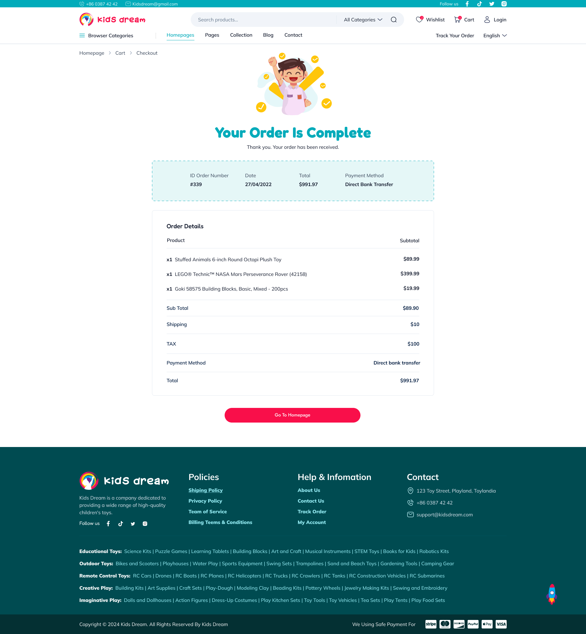 KidsDream - Baby & Kids store Template for Figma by nouthemes | ThemeForest