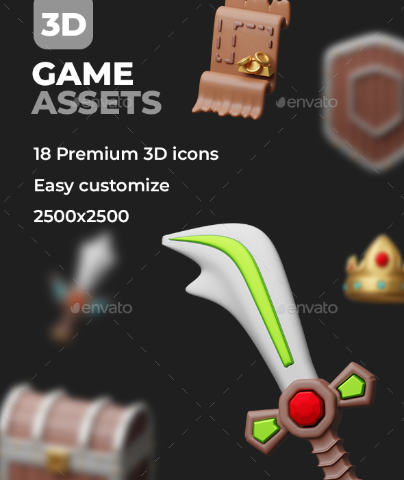 Game assets 3d illustration, Graphics | GraphicRiver