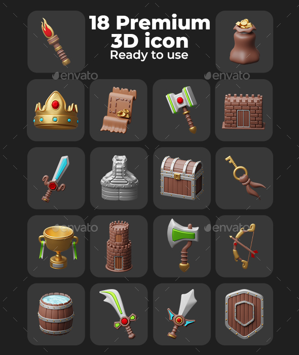 Game assets 3d illustration, Graphics | GraphicRiver