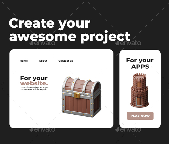 Game assets 3d illustration, Graphics | GraphicRiver