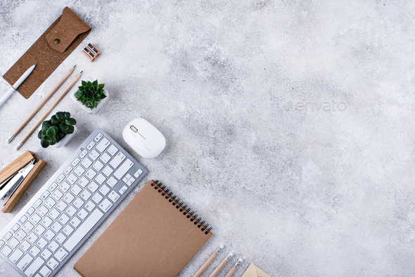 Top view work desk office workspace Stock Photo by furmanphoto | PhotoDune