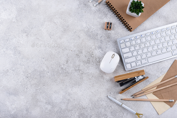 Top view work desk office workspace Stock Photo by furmanphoto | PhotoDune