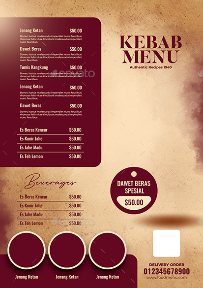 Kebab Food Menu, Print Templates | GraphicRiver