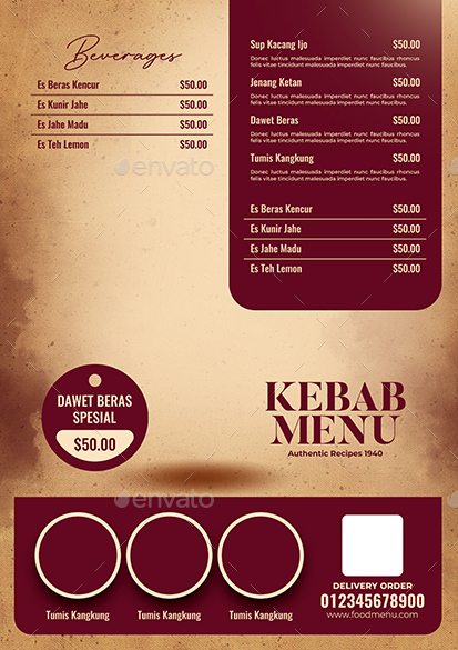 Kebab Food Menu, Print Templates | GraphicRiver