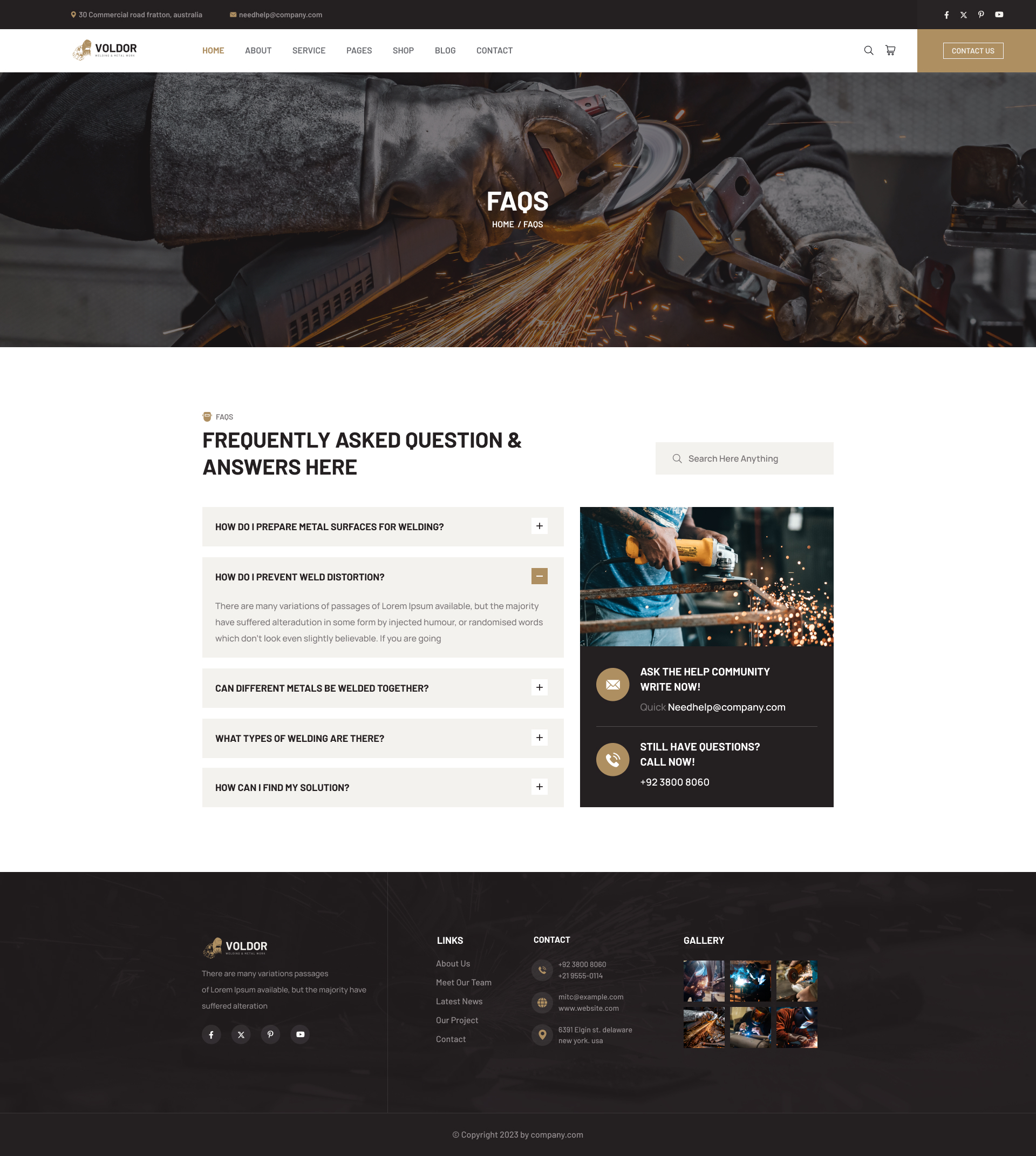 Voldor - Welding & Metal Work Figma Template by Pixydrops | ThemeForest