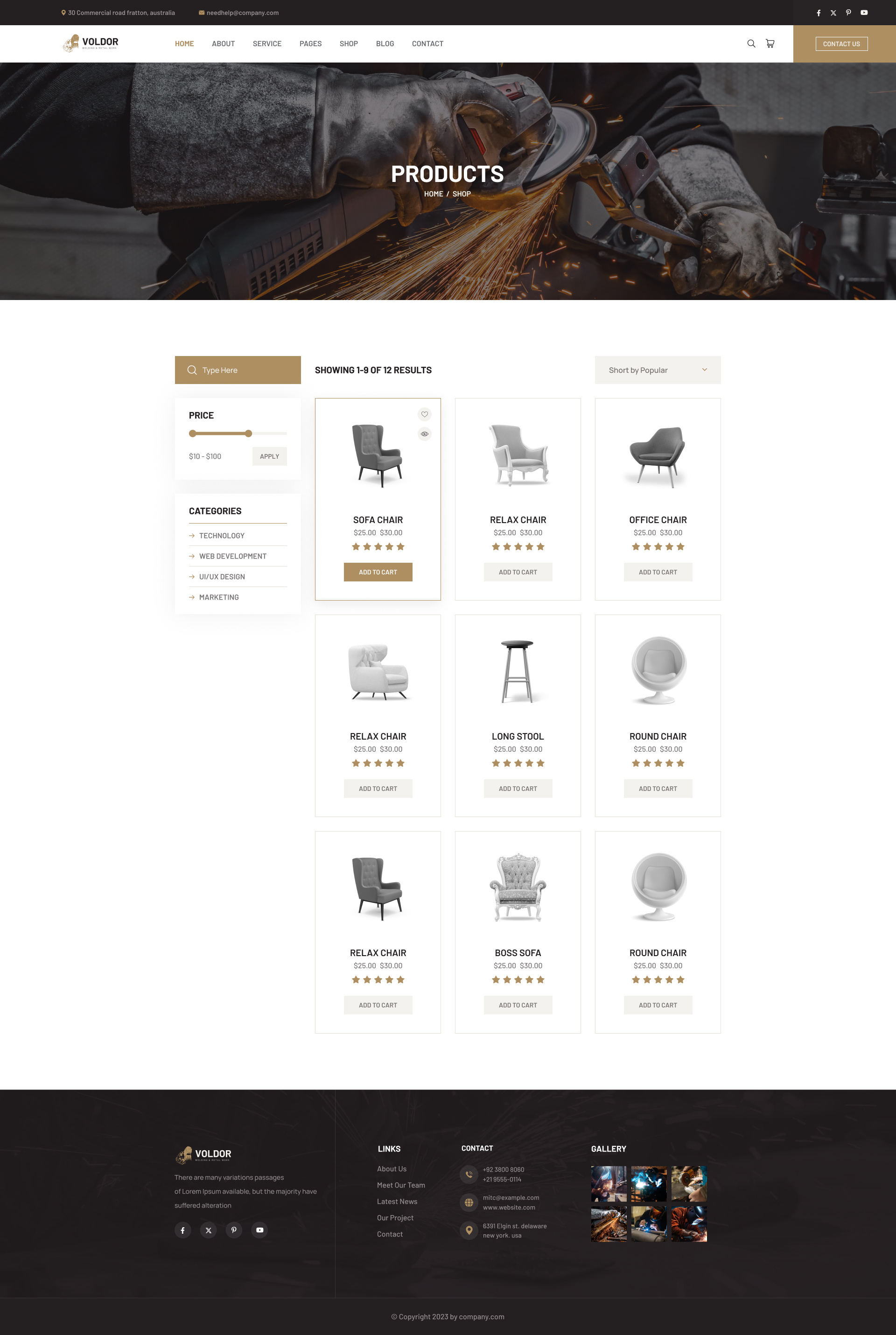 Voldor - Welding & Metal Work Figma Template by Pixydrops | ThemeForest