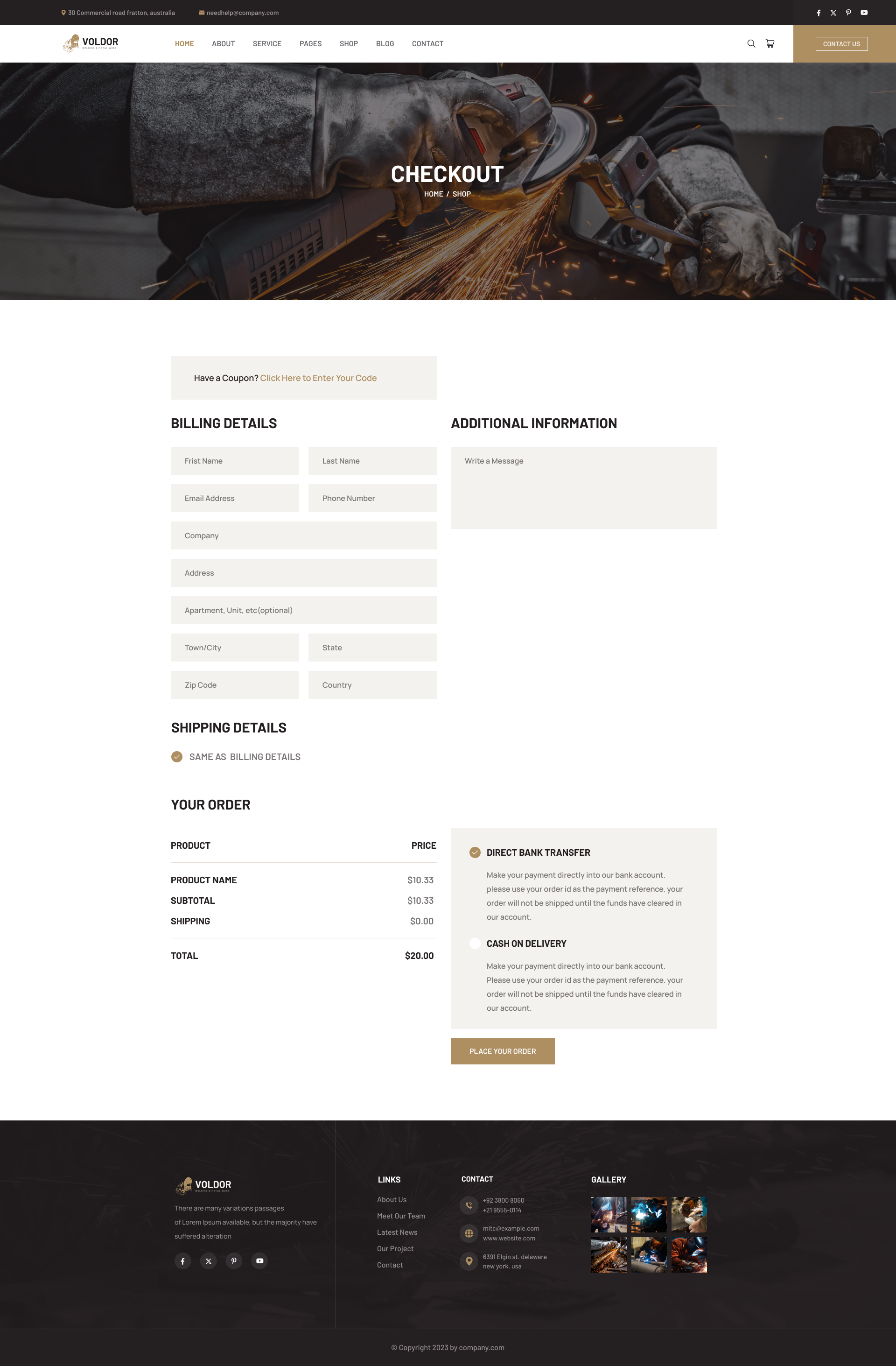 Voldor - Welding & Metal Work Figma Template by Pixydrops | ThemeForest