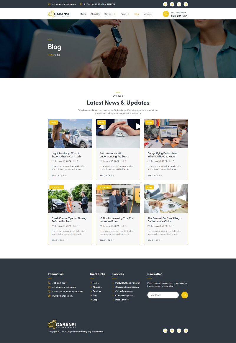 Garansi - Car Insurance Elementor Template Kit by Rometheme | ThemeForest