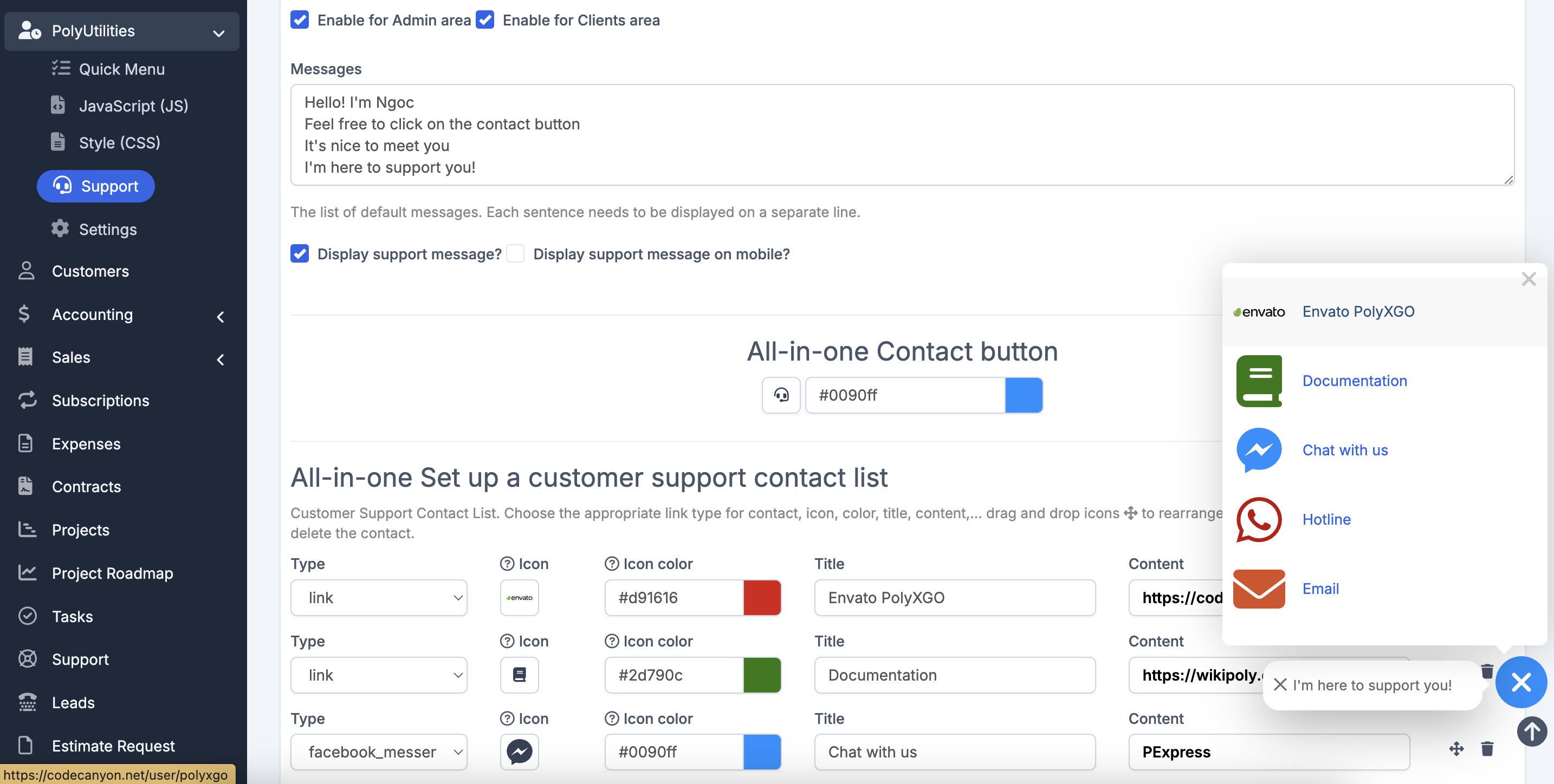 Polyutilities For Perfex Crm Quick Access Menu Custom Js Css And More By Polyxgo 3772