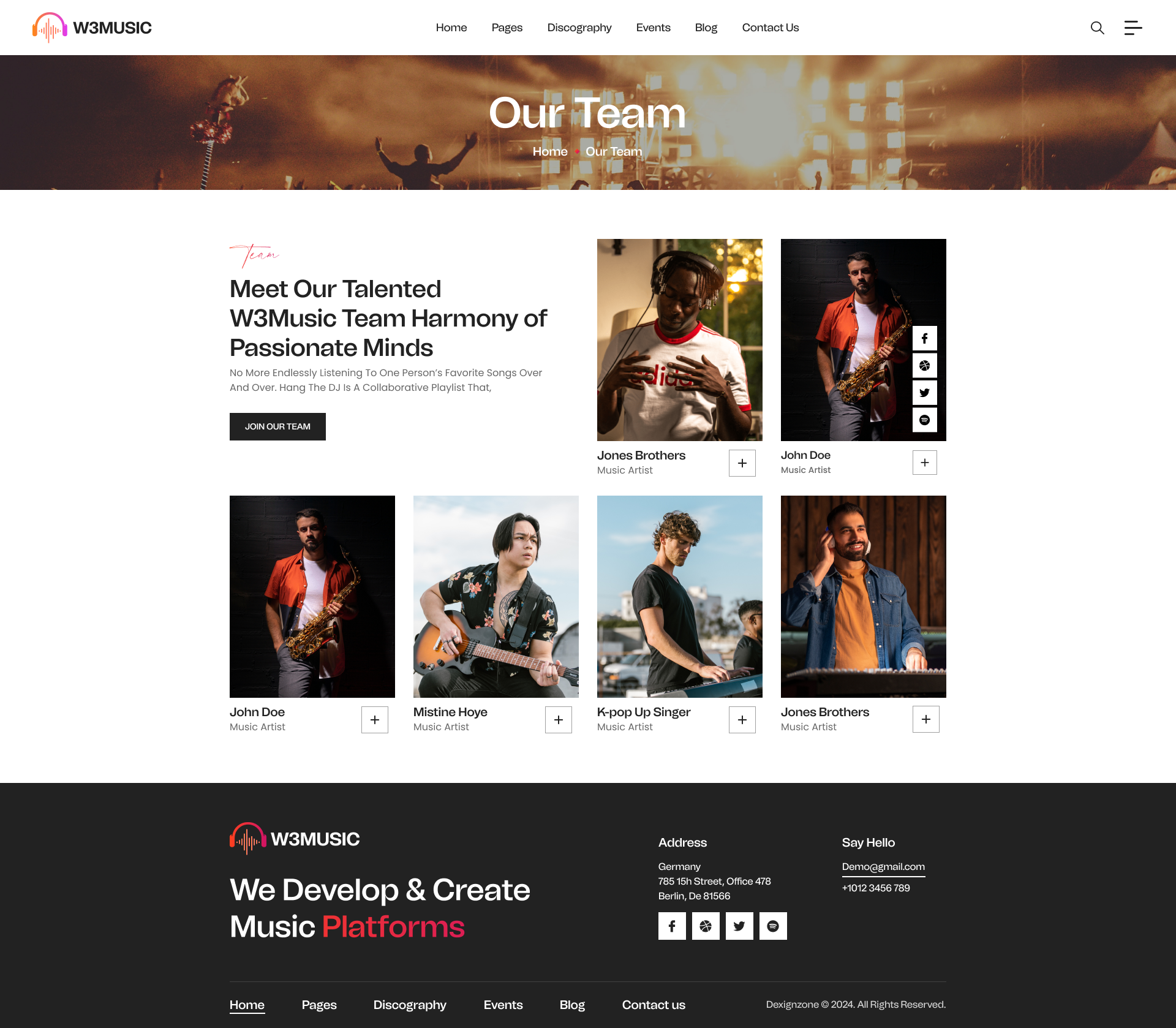 W3Music - Music, Band, Dj Figma Template by DexignZone | ThemeForest